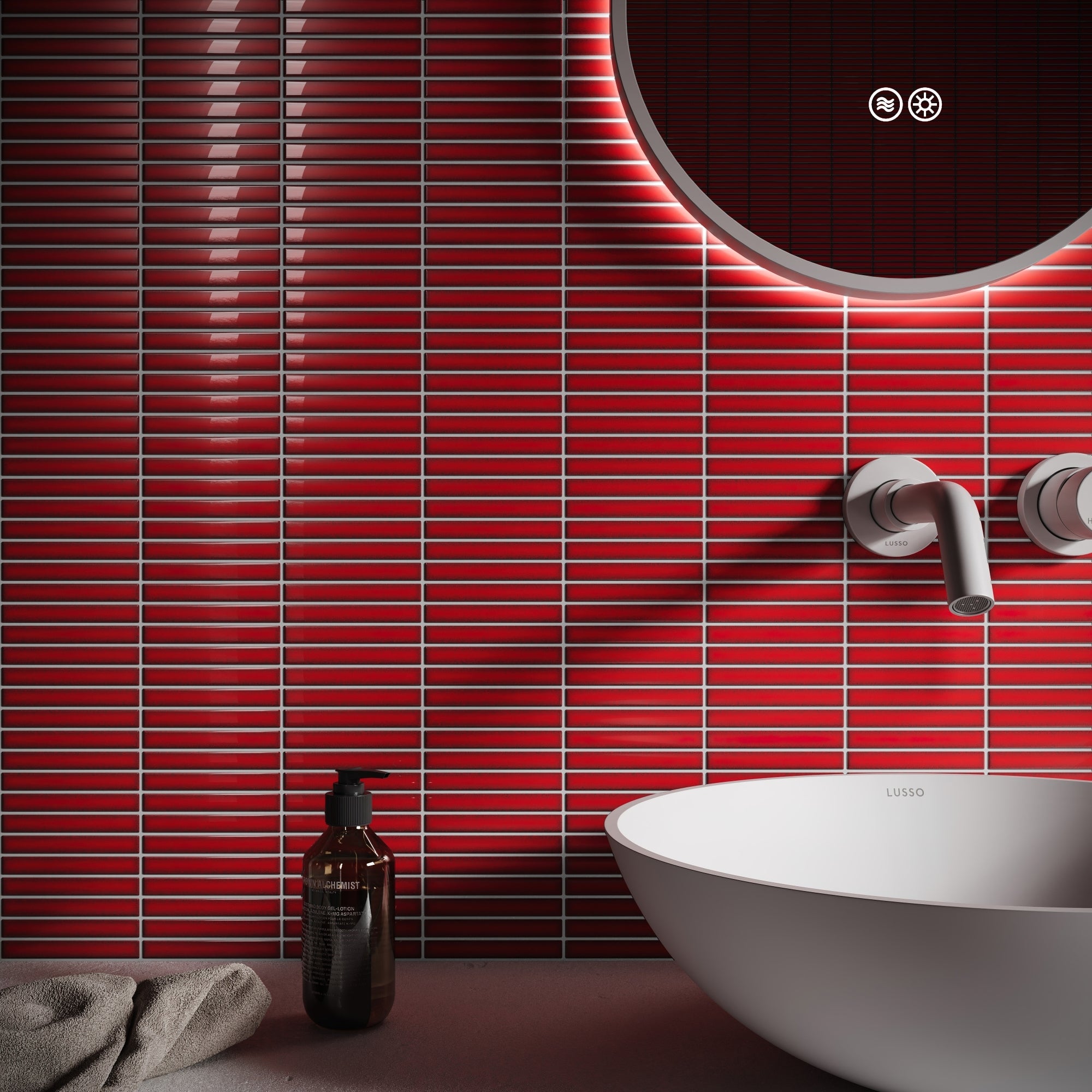 Red Bathroom Tiles Manhattan Rustic White & Red Brick Effect Tiles