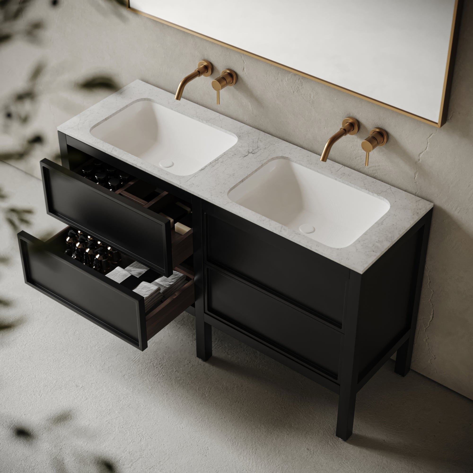 Black bathroom sink unit store