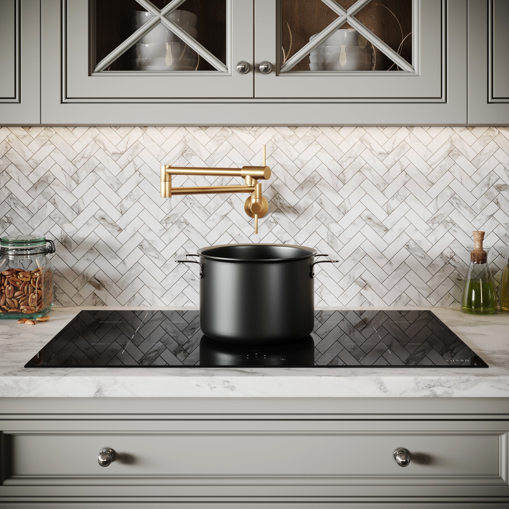 Veroni Modern Kitchen Pot Filler Tap Brushed Gold LUSSO