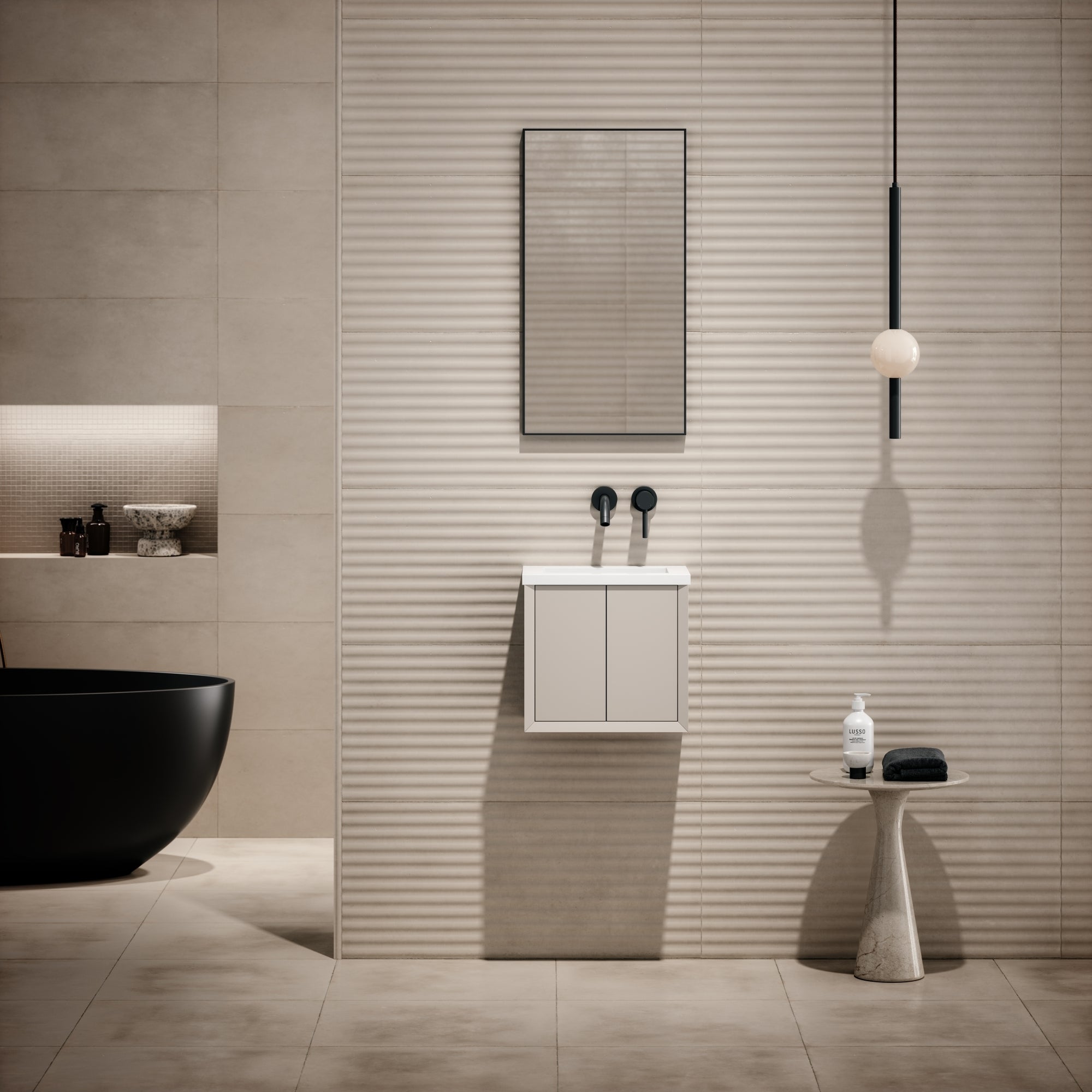 Volini Cloakroom Vanity Unit | Stone Basin Cappuccino 400 mm - LUSSO