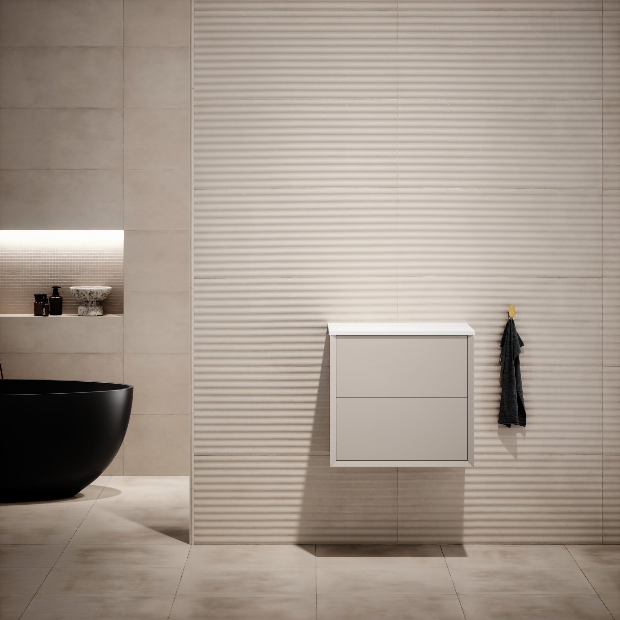 Volini Matte Cappuccino Vanity Unit with Stone Countertop 600mm - LUSSO
