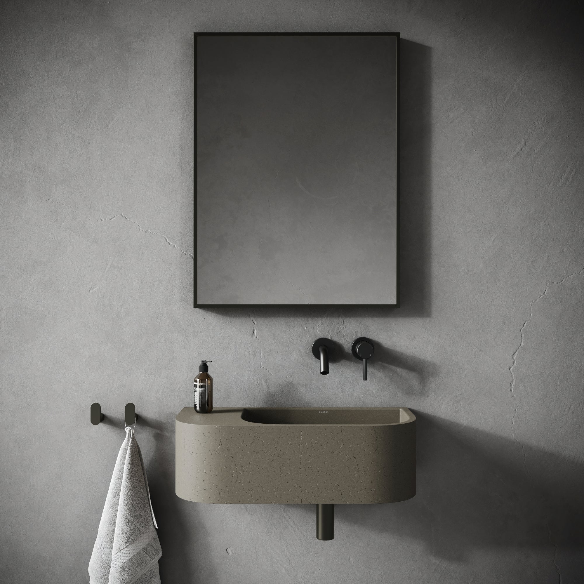 Voluto Concrete wall Hung Basin 658mm - LUSSO