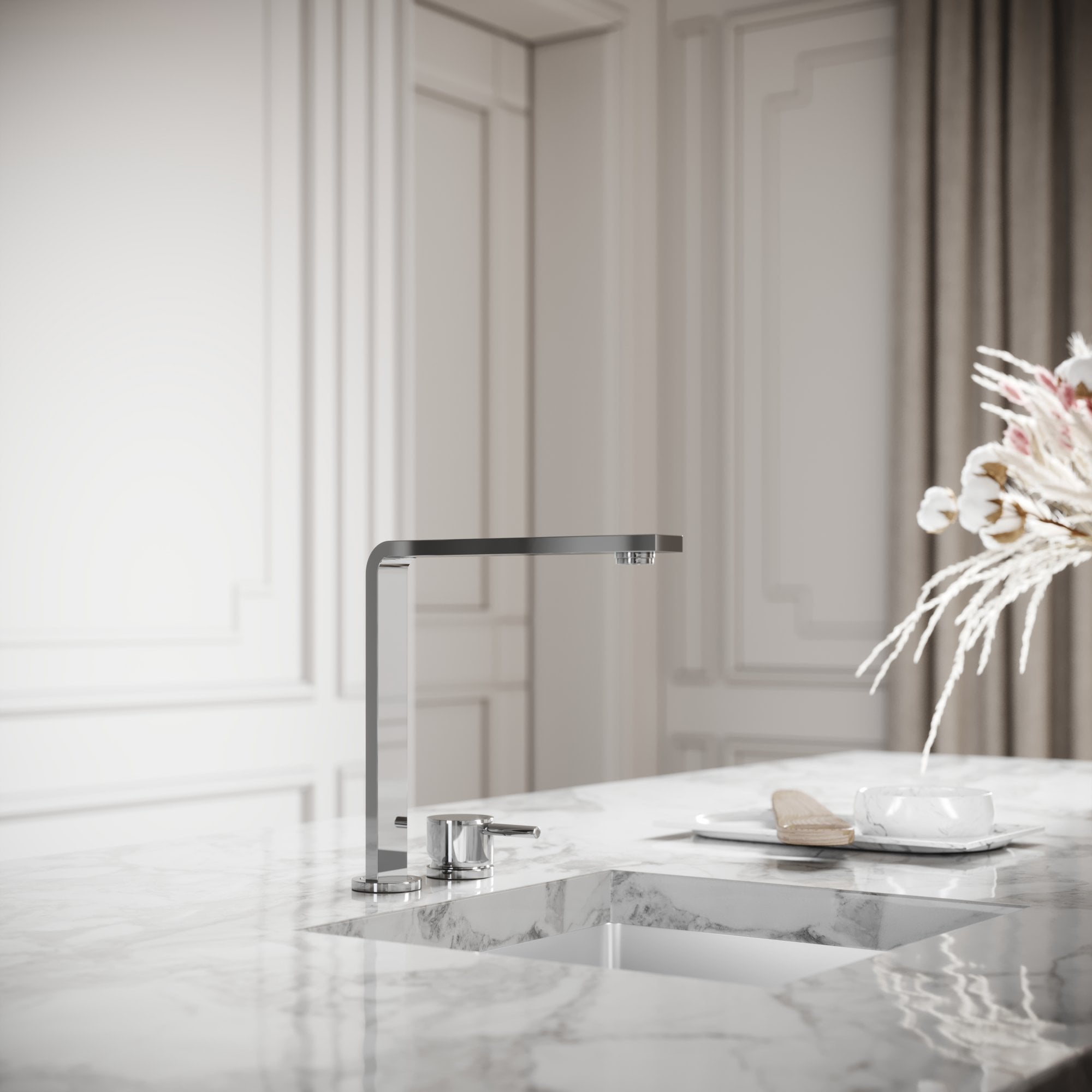 Vuito Modern Square Kitchen Tap Chrome - LUSSO